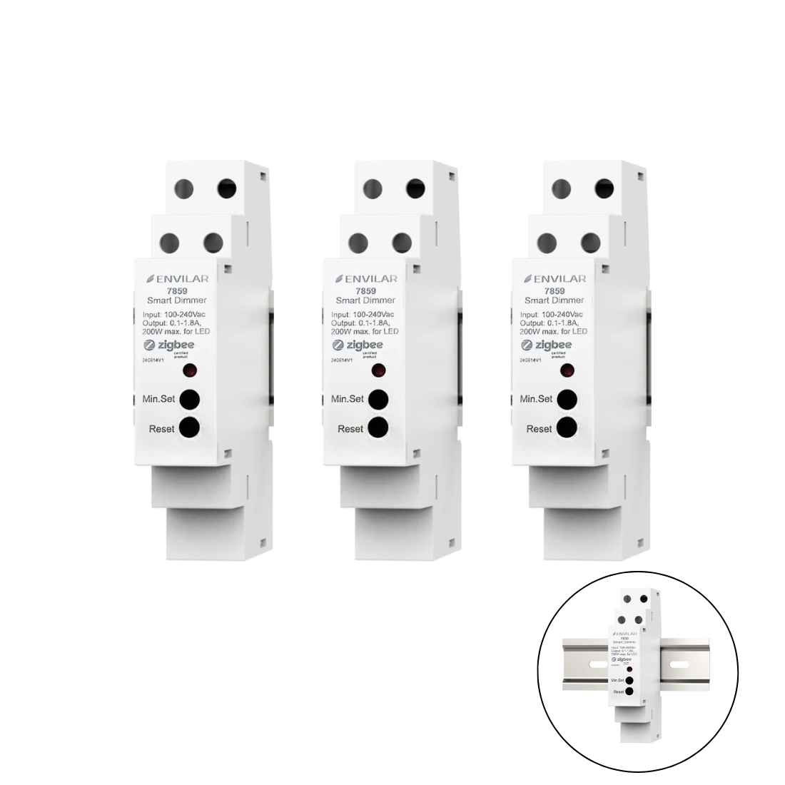 3 stk. Zigbee Lysdæmper DIN Skinne | 200W