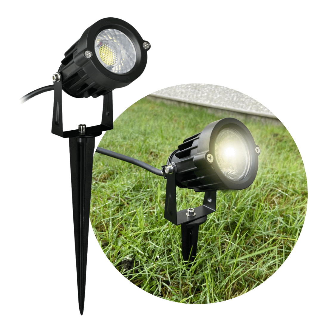 Gartenstrahler | Außenleuchte | Gartenstrahler auf Erdspieß | 5W | IP65