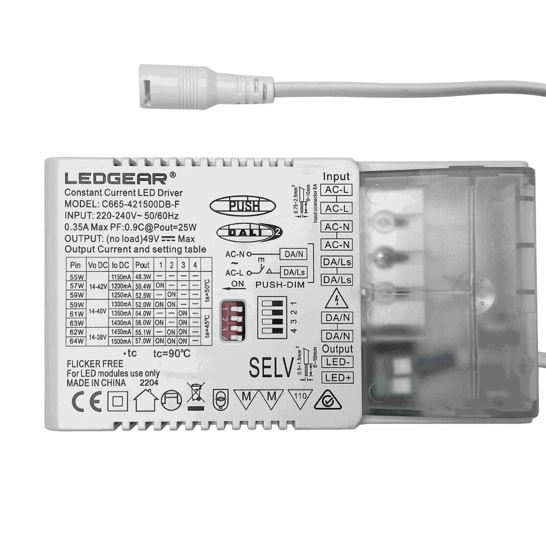 Dimbar LED Panel Driver | DALI | PUSH | Max. 64W