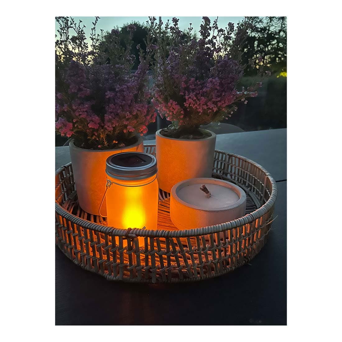 Solcelle Lanterne | Glas M. Flamme Funktion | Auto
