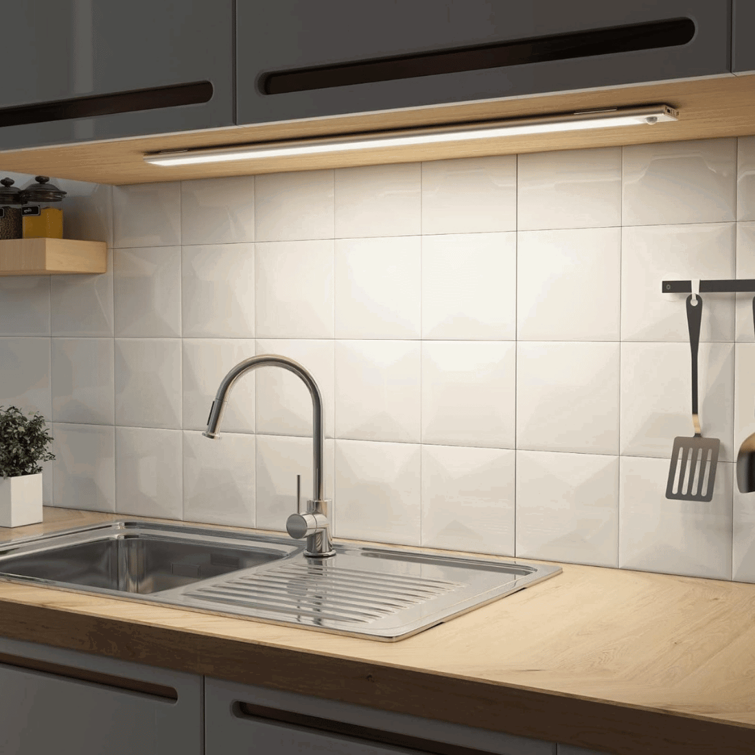 LED-underskåpsarmatur med sensor | Med magnet | 600 mm