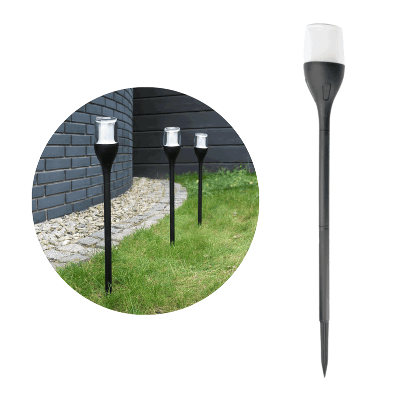 Solcelle på spyd | Sort | Flammeeffekt | IP65