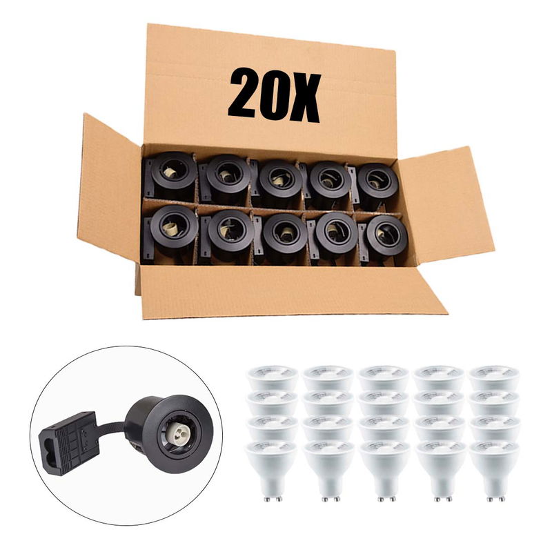 20 stk. Udendørs Spot Inkl. GU10 LED Pærer | Sort
