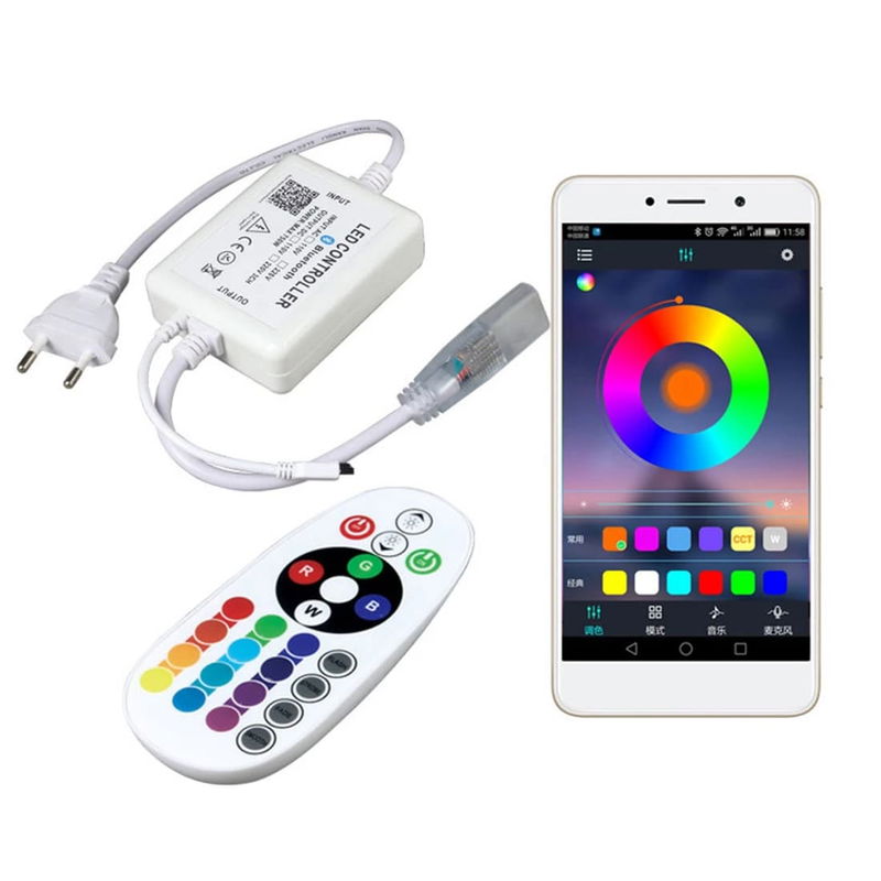 RGB Controller | Bluetooth & Fjernbetjening | 230v LED Strip