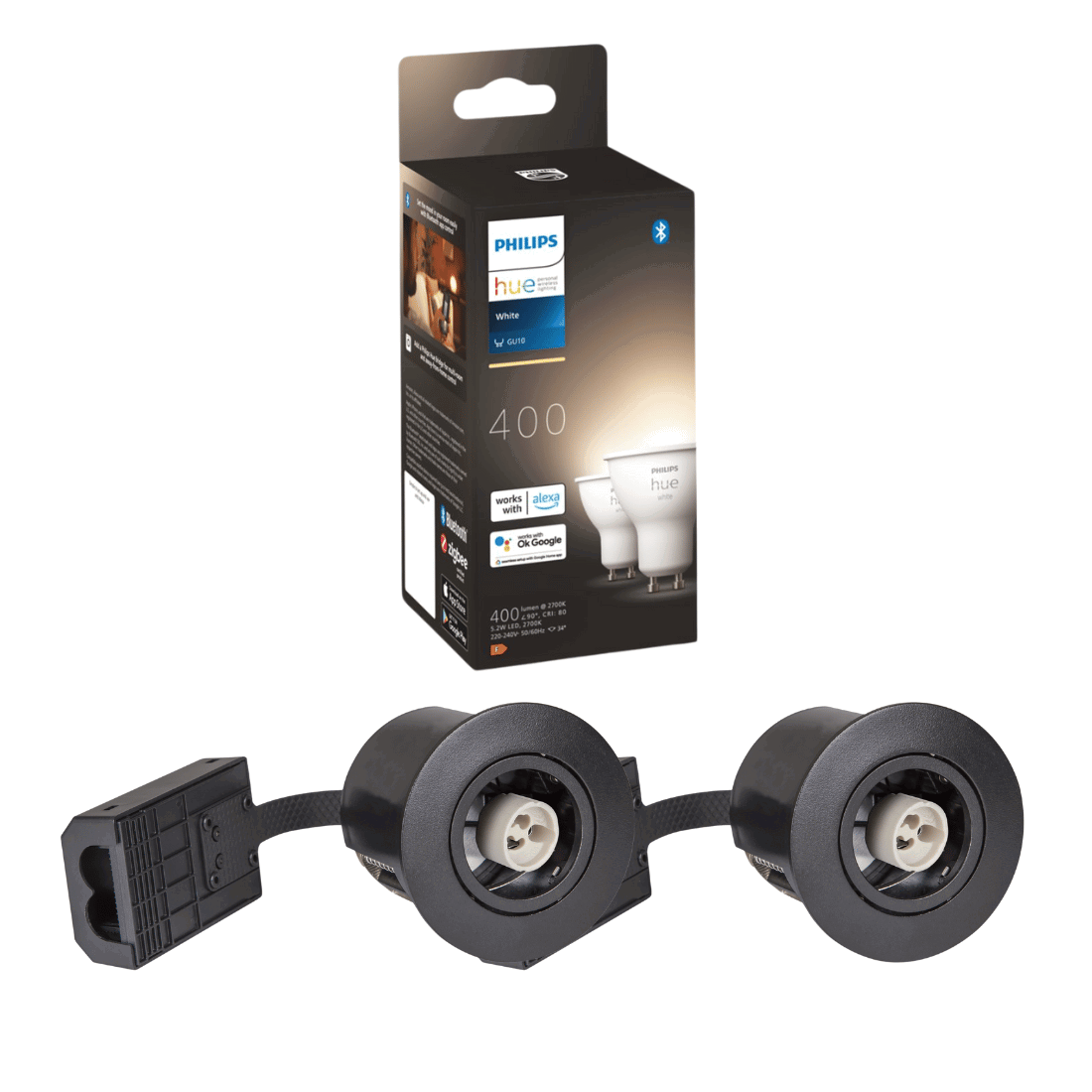 Utomhus infälld Spotlight Set | Hue 2xGu10 | Svart