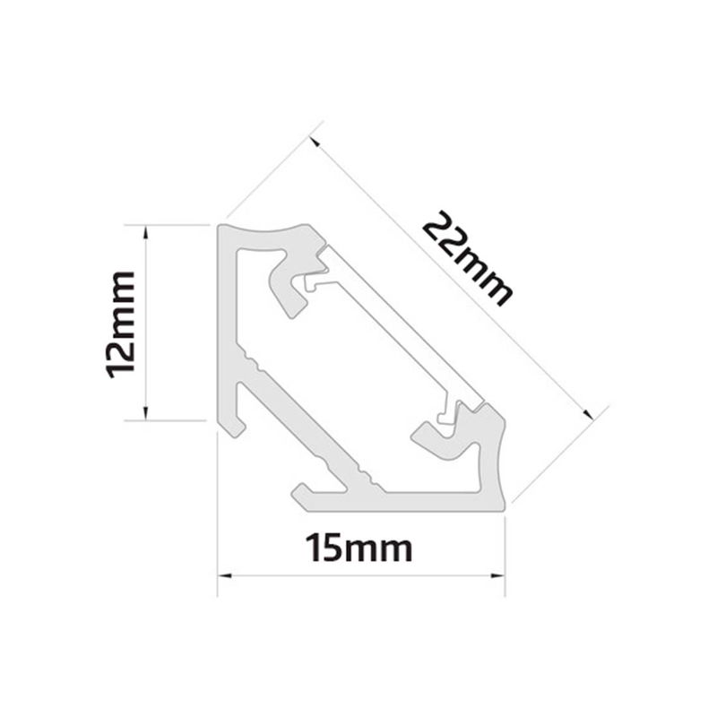 1m Plastprofil | Hörnprofil | 22x12mm | Vit | PlusLED