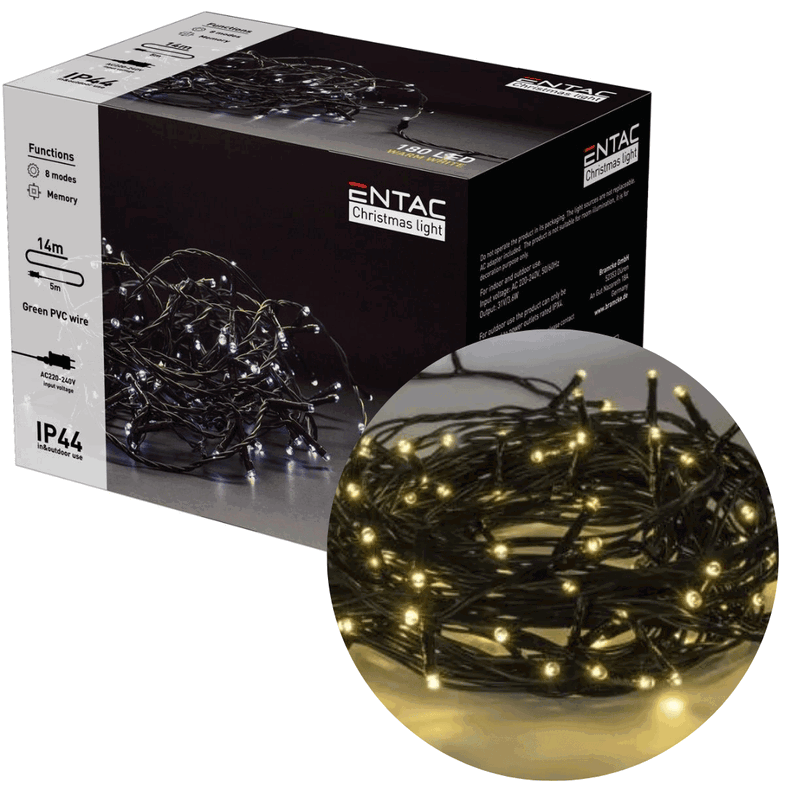 Lyskæde Udendørs | Julelys | 14M | 180 LED Dioder