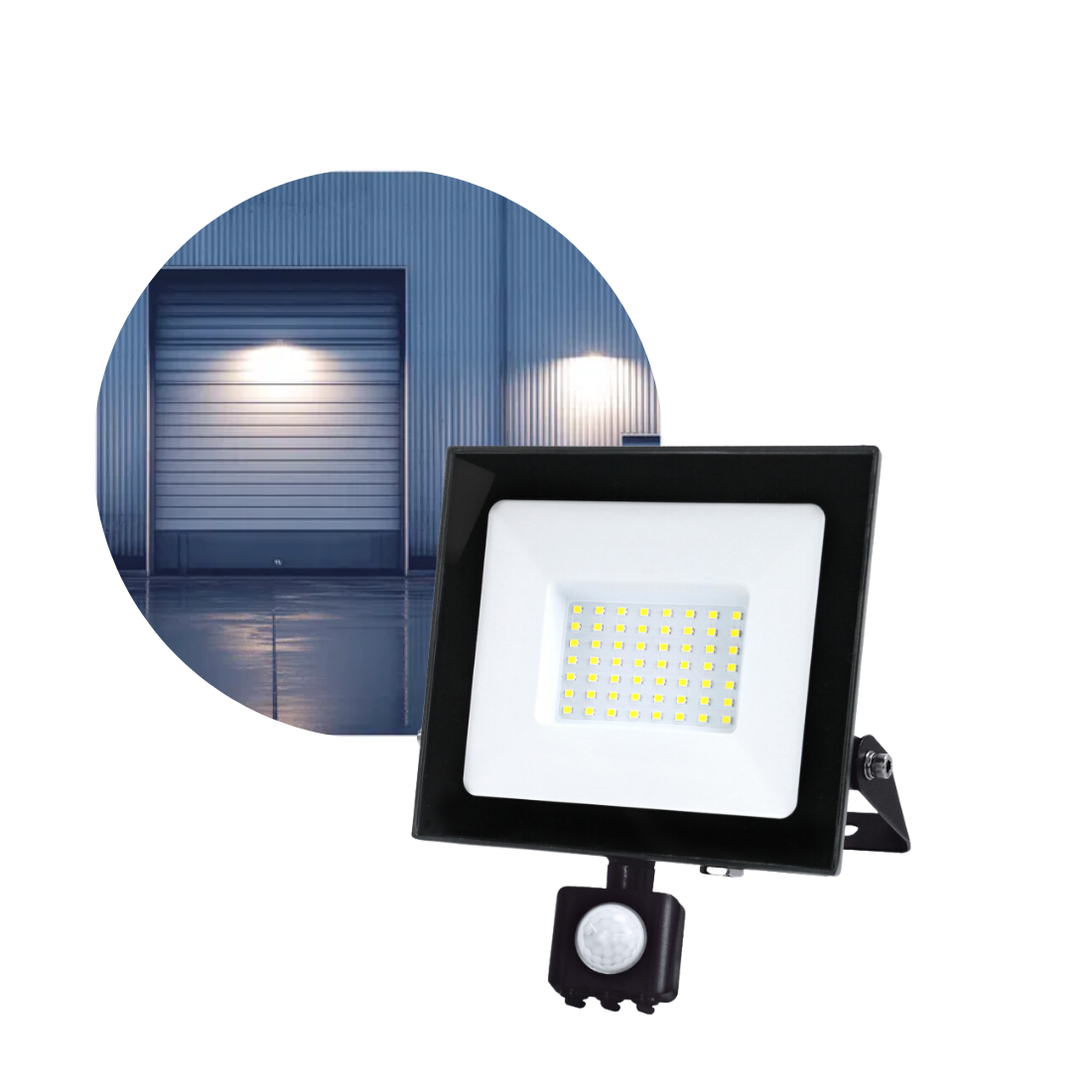 LED Schijnwerper met sensor | 4000K | 50W | 4270lm | Zwart | MHC