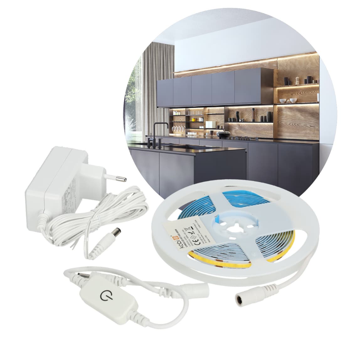 COB LED Strip Set 12V | 4000K | Driver & Dimmer