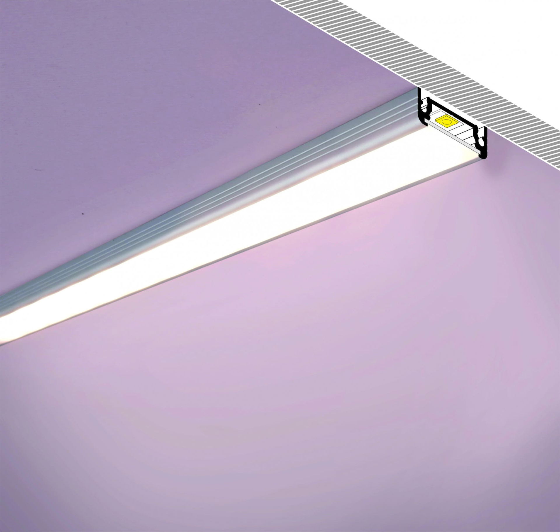 LED Skinne 2m | 23x9 | LED Profil til Påbyg | Hvid