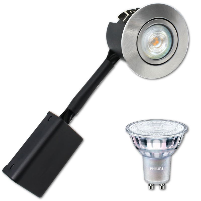 Philips LED Spotlight Borstad Alu. Dimbar - 230v Gu10 spotlight