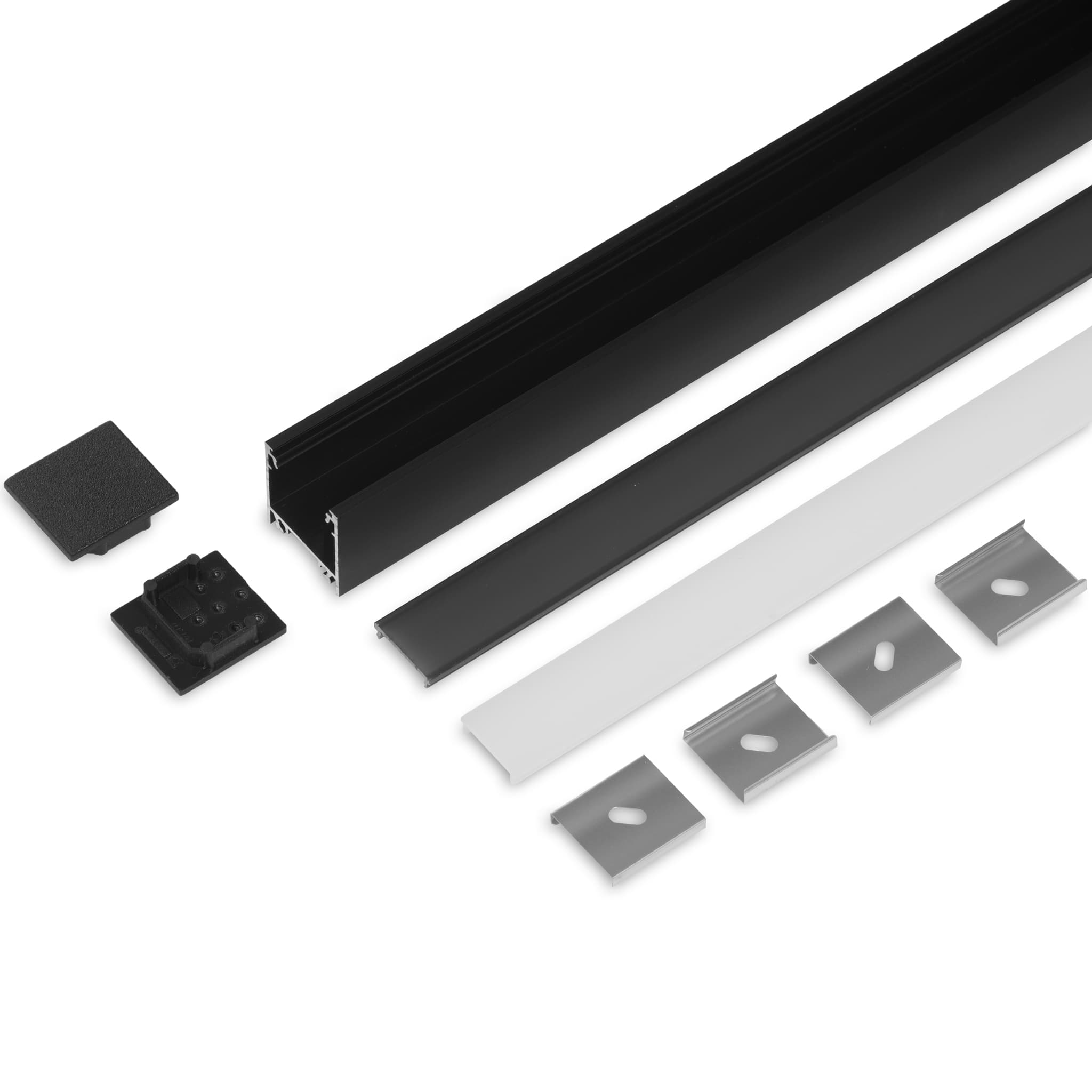 LED skena 2m | 23x25 | För fäste & Troldtekt | Svart